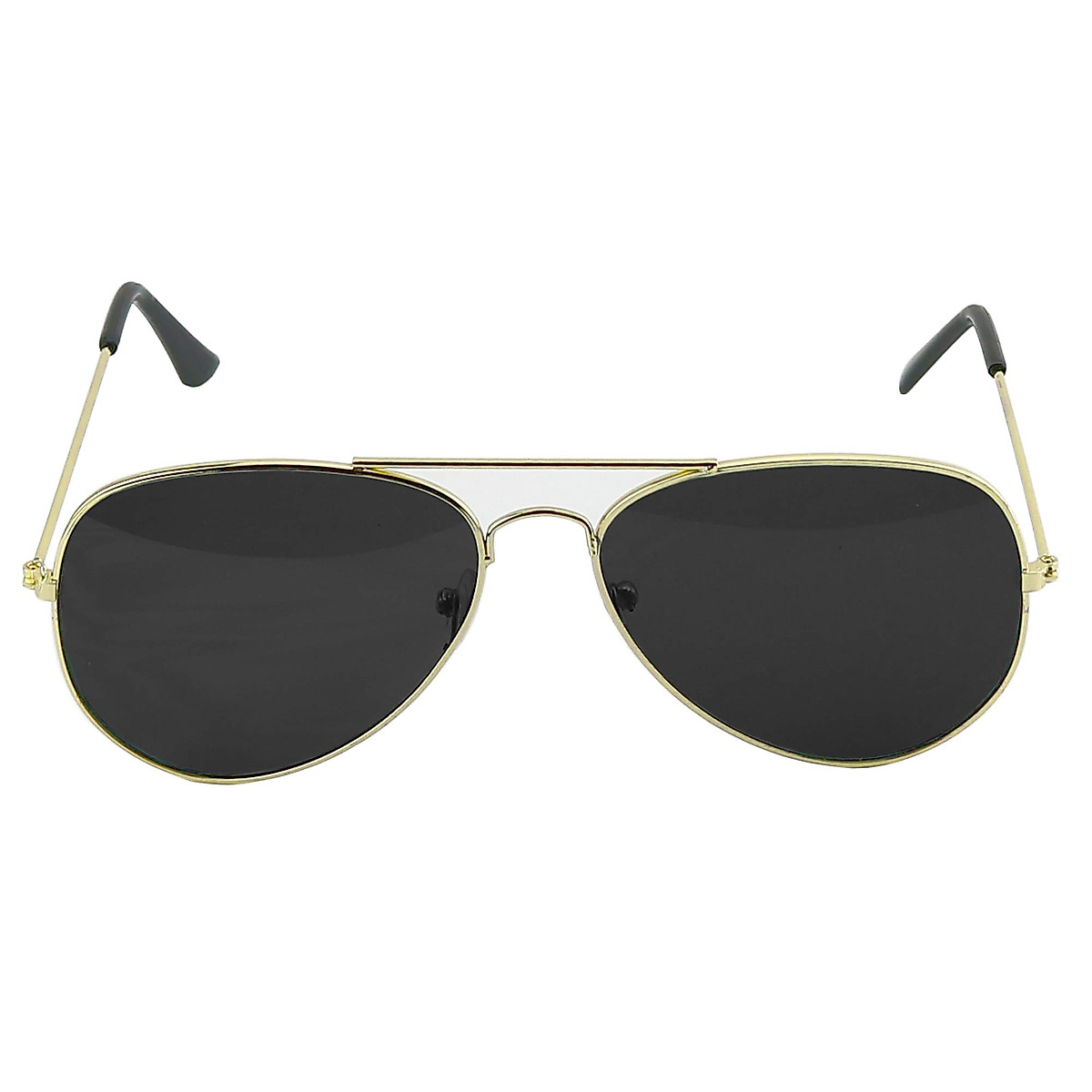 Skeleteen Black Gold Aviator Sunglasses - Military Style Dark Sun Glasses with Gold Metal Frame and UV 400 Protection