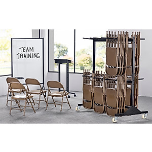 Safco Products Two-Tier Folding Chair Cart, 4199, Commercial Grade Steel, 84 Chair Capacity, Black,33.5"D x 64.5"W x 70.25"H