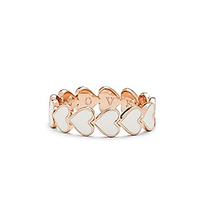 Pura Vida Rose Gold-Plated Love Hearts Enamel Stackable Ring - Brass Base, Stylish Design - Size 6