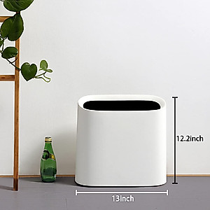 Doyingus Slim Trash Can Plastic Rectangular Wastebasket 2.4 Gallon Garbage Container Bin for Bathroom Bedroom Office Kitchen (White)