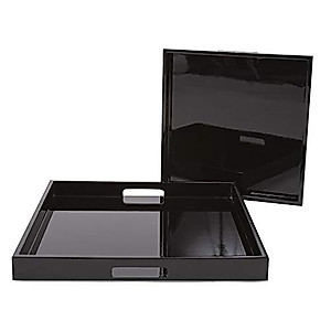 Howard Elliot Black Lacquer Square Wood Tray Set