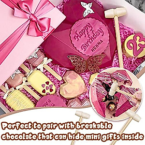 Caffox Wooden Hammer for Chocolate, 30Pcs Wooden Mallets Breakable Heart Hammer for Chocolate Heart, Crafts and Party Game Props