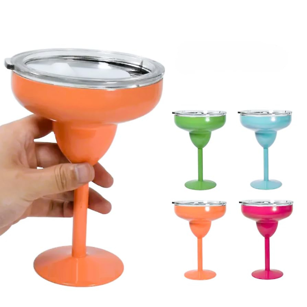 Margarita Stainless Steal Tumbler with Lid, Insulated Drink Cup, Pool Party Gift Mug, Beach Vacation Water Holder, Outdoor Patio Party, Ice Cold Cocktail, Break Resistant Wine Glass (Pink)