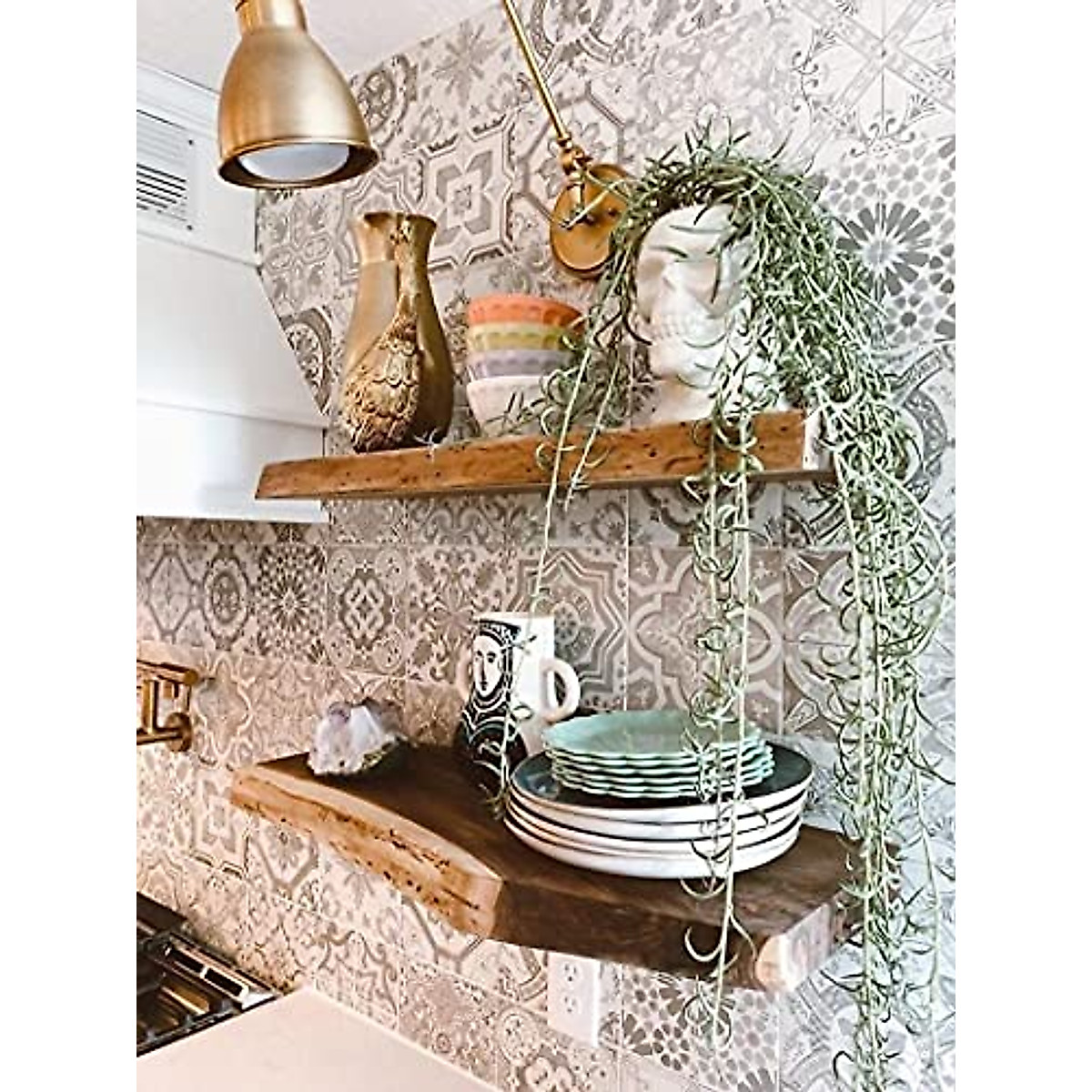 Live Edge Floating Shelf - Brackets Included - Width 9"-12" inches (Walnut, 48 inches)