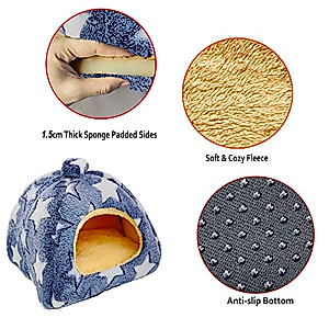 GINIDEAR Guinea Pig Bed, Guinea Pig Hideout House Accessories Warm Bed for Small Animals Hamsters Chinchillas Dwarf Bunnies Hedgehogs. M, Grey Stars.