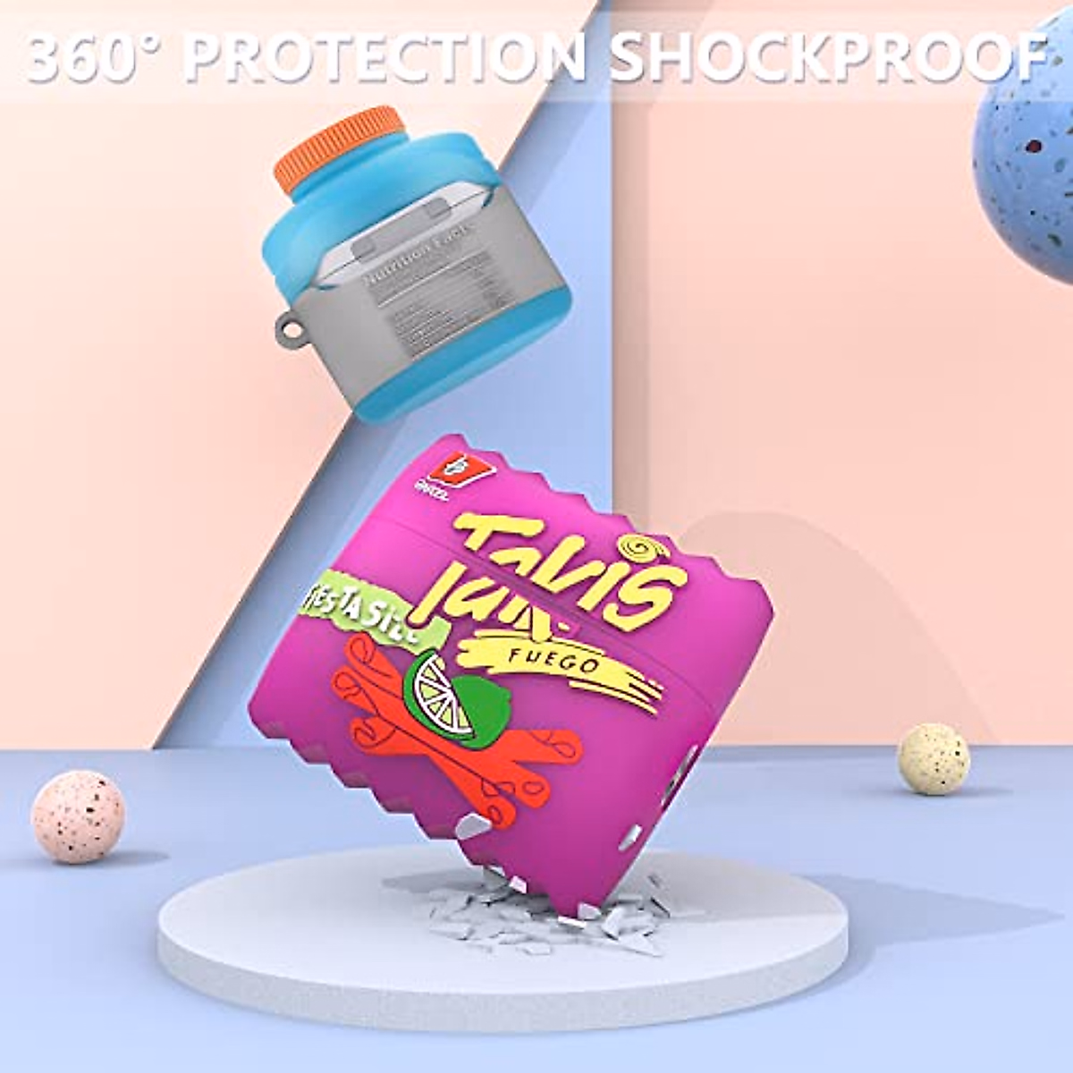 [3Pack]Cute Silicone Cover for Airpod Pro/Airpod Pro 2nd Generation,Sport Water+Bubble Gum+Purple Potato Funny 3D Food Protective Cases Accessories for Airpods Pro 1/2,Kawaii Case for Boys Girls Kids