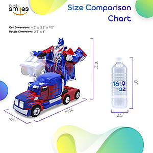 Family Smiles Kids Transforming Robot RC Truck Toys for Boys 8-13 Remote Control Car Gift Blue