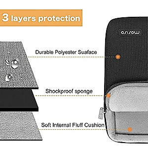 MOSISO 360 Protective Laptop Sleeve Bag Compatible with MacBook Air 15 inch M2 A2941 2023/Pro 16 M2 A2780 M1 A2485 A2141/Pro Retina 15 A1398, 15-15.6 inch Notebook with 2 Front Separate Pockets, Black