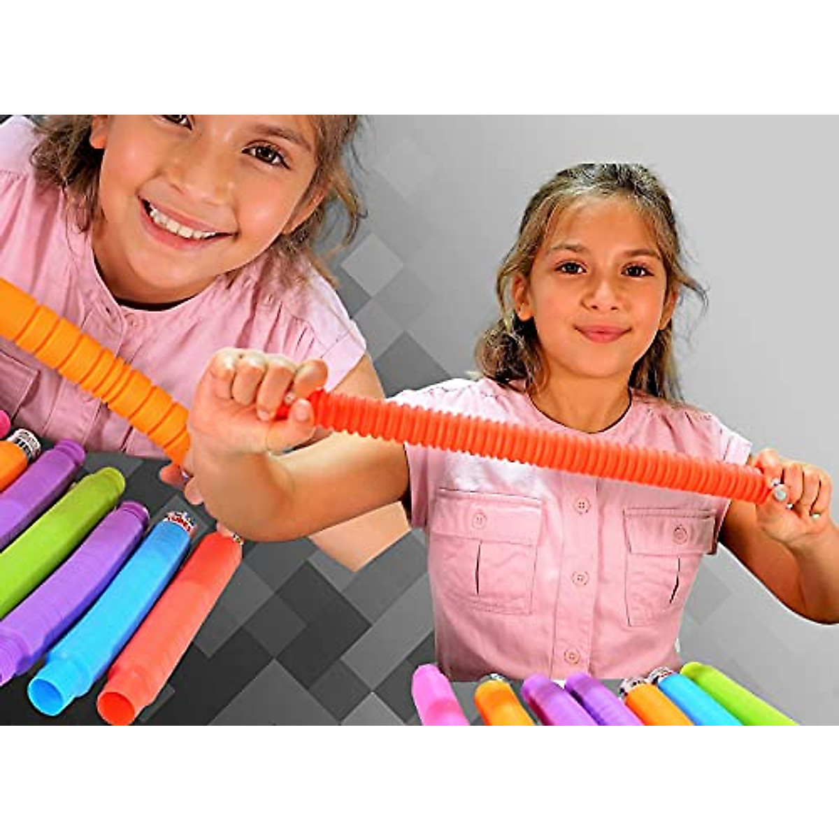 JA-RU Pop & Play Pull Pop Tubes (3 Tubes in 1 Pack) Plastic Bendy Pipes Fidget Toy for Kids & Adults. Educational STEM Sensory Toys Building & Construction Activity. Flexible Tube Stress Toys 4778-1A
