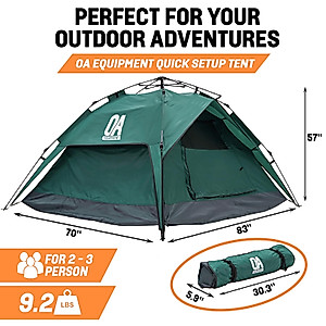 Pop Up Tent 2/3 Person Instant Camping Tent - Quick Setup Small Tent for Camping - Easy Set Up Fully Waterproof with Double Wall & Taped Seams