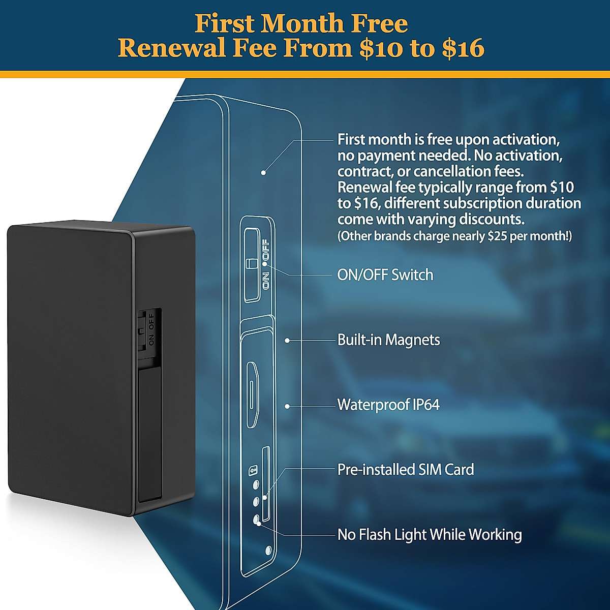 ABLEGRID GPS Tracker for Vehicles Small Real Time Tracking Device for Car 3400mAh 30 Days Battery Magnetic 4G LTE Car Tracker Locator - First Month Free