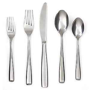 Cambridge Silversmiths Rachel Mirror 20-Piece Flatware Silverware Set, Stainless Steel, Service for 4, Includes Forks/Spoons/Knives