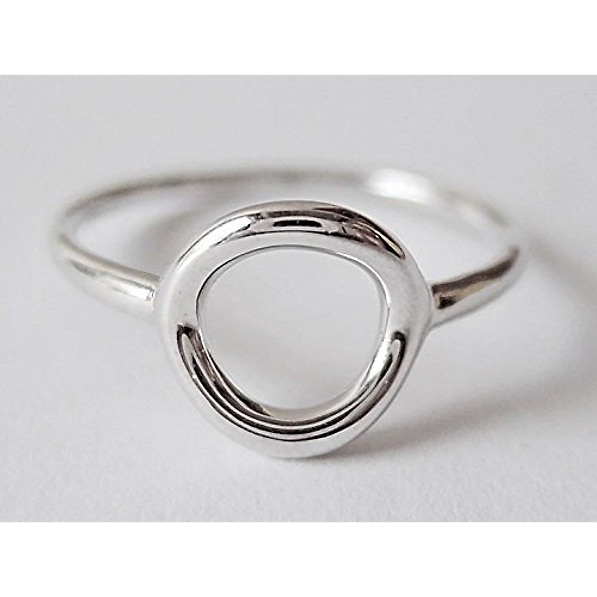 SOVATS Small Open Circle Ring for Women 925 Sterling Silver Rhodium Plated - Simple, Stylish &Trendy Nickel Free Ring, Size 8