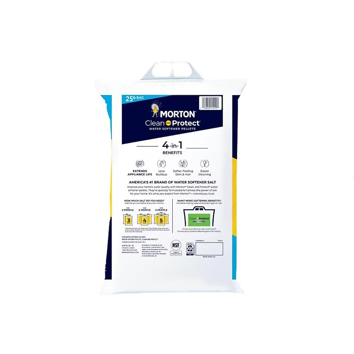 (2 Pack) - 25lb Bags Morton Clean and Protect Water Softener Salt, Easy-Carry, Senior-Friendly, Lightweight