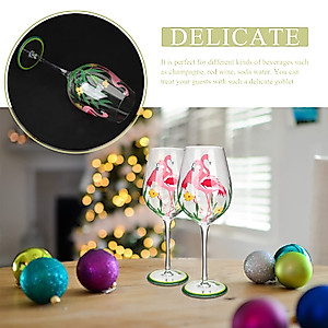 Flamingo Painted Wine Glasses Hand- Painted Wine Cup Glass Drinking Cup Juice Goblets Beverage Milk Shake Glasses Cup Birthday Gift for Friends Sangria Glasses