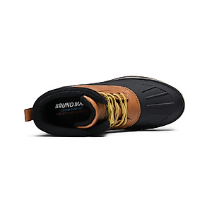 Bruno Marc Men's Insulated Waterproof Snow Boots Warm Fur Lined Outdoor Winter Boot Brown/Yellow,Size12,SBSB229M