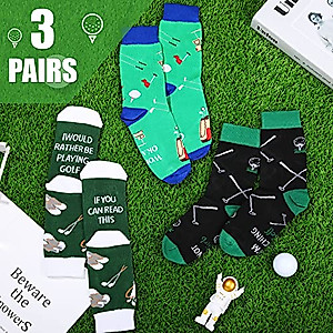 Jeyiour 3 Pair Funny Football Golf Baseball Basketball Socks Casual Sport Crew Sock Novelty Socks for Men Women (Golf)