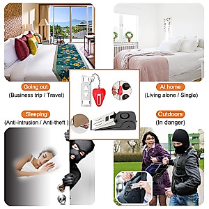 2 Packs Portable Door Stop Alarm & Door Lock, Upgraded Home Security Door Locker Devices Pocket Door Stopper Self Defensey Tools for Hotel Travel Home Apartment House