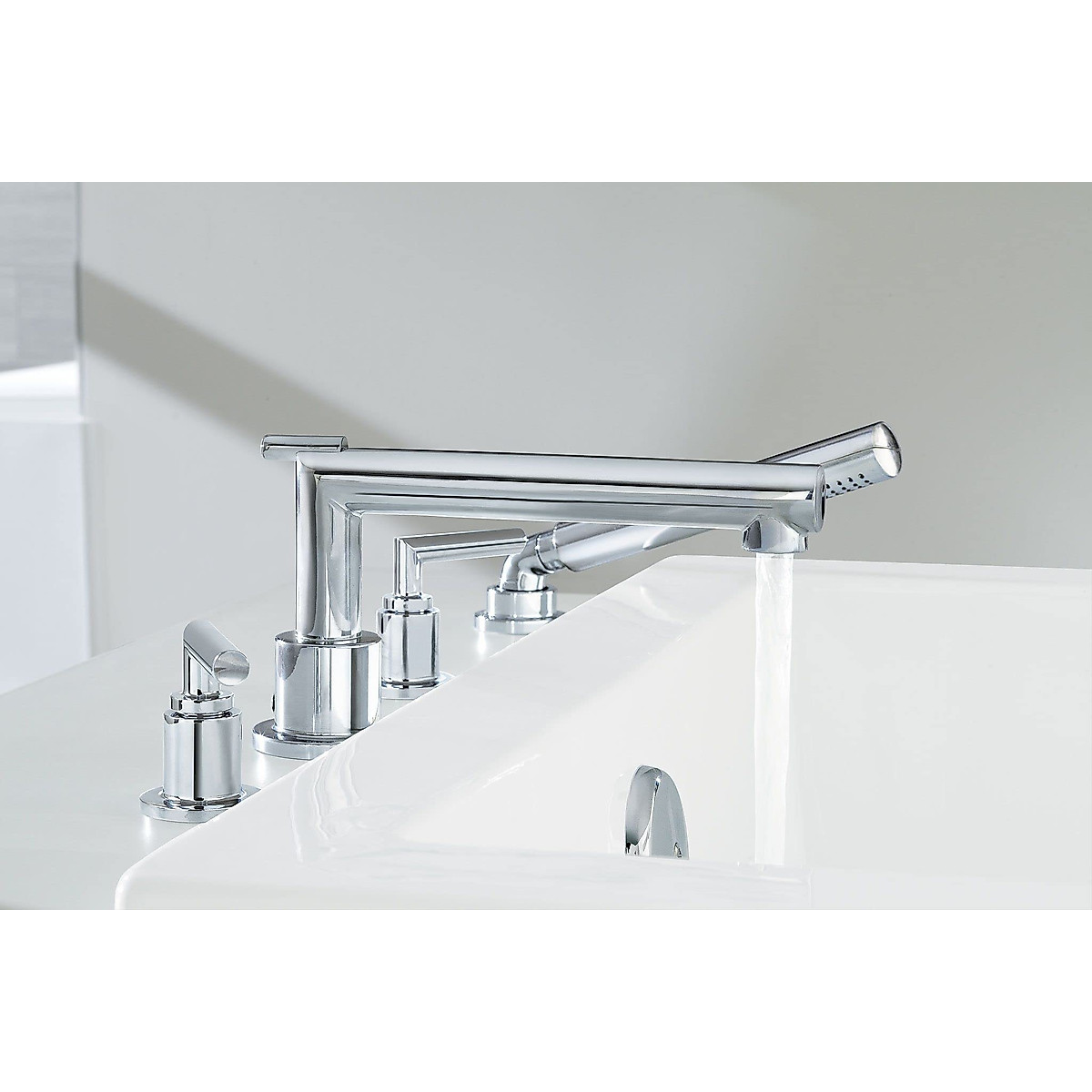 Moen TS93003 Arris 2-Handle Deck Mount Modern Roman Tub Faucet Trim Kit, Valve Required, Chrome