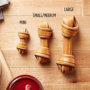 Milk-Bone Chews GnawBones Rawhide Free Dog Treats, Peanut Butter & Chicken, 16 Long Lasting Mini Knotted Bones