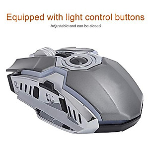 Rechargeable Gaming Mouse, 2.4gHz Wireless Mouse Streamer Gaming Mouse for Computer Laptop, With RGB Colorful Streamer Atmosphere(gray)