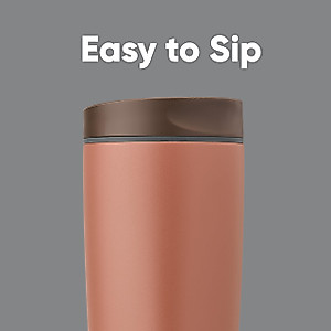 Owala SmoothSip Slider Insulated Stainless Steel Coffee Tumbler, Reusable Iced Coffee Cup, Hot Coffee Travel Mug, BPA Free 20 oz, Grey/Brown (Cozy Cocoa)