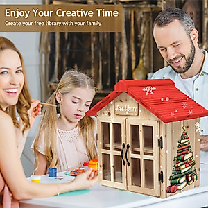 Ecoaterui Little Library Box Outdoor Free Library Kit, Double Doors Little Library Box Book Storage for DIY Nameplate, Neighborhoods, Community, Schools Sharing Books, Literature, Newspapers