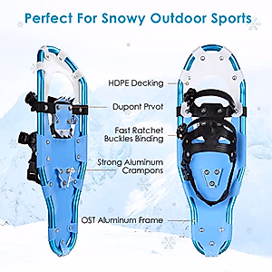 TLGREEN 3-in-1 Snowshoes for Men Women Youth Kids, Aluminum Alloy Snow Shoes with Trekking Poles and Carrying Bag, Lightweight Snow Shoes Easy to Wear, Size 25''/30''