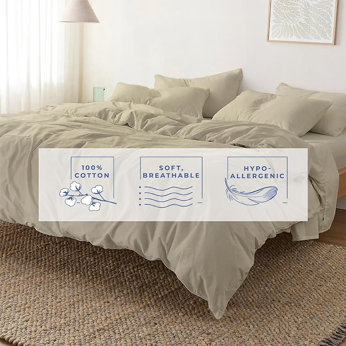 USHA BEDDING'S Duvet Cover Set Super King Size - 800 Thread Count 100% Egyptian Cotton Premium 3 Piece Duvet Set- Breathable with Zipper Closure- Super King(108" x 98") inches- Purple Solid