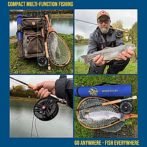 Rigged and Ready 2-in-1 Fly Fishing Travel Rod. 2 Rods. 9ft 273cm #6 7ft 213cm and #4 Fishing Rod Options 2 Handle Combination. Toray Carbon-8 Sections. Tube 18’ 45cm