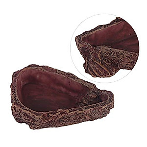 balacoo Reptile Water Bowl Resin Food Water Feeding Basin Dish Artificial Tree Trunk Ramp Bowl for Lizard Frog Snake Gecko