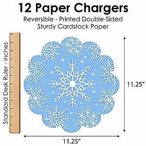 Big Dot of Happiness Blue Snowflakes - Winter Holiday Party Round Table Decorations - Paper Chargers - Place Setting For 12