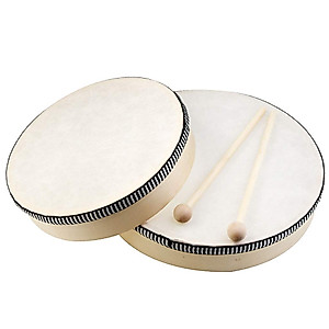Nydotd 10 Inch & 8 Inch Hand Drum Kids Percussion Wood Frame Drum with Drum Stick Percussion Instruments Preschool Musical Education Children Performance Pro Hand Drum with Wooden Drum Beater