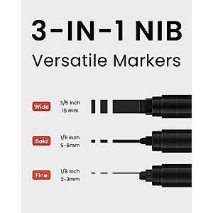 BIGTHUMB 3 Pcs Black Jumbo Permanent Markers: 15mm Wide Tip Thick Acrylic Paint Pen Large Calligraphy Marker for Rock Painting, Poster, Sign, Canvas, Glass, Wood, Ceramic