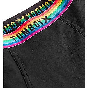 TomboyX Boy Short Underwear For Women, Cotton Stretch Comfortable Boxer Briefs Panties, X-Large/Black Rainbow