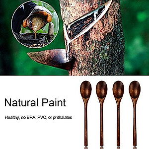 Wooden Spoons, Wood Spoons for Eating, 6 Pieces Japanese Natural Plant Ellipse Wooden Ladle Spoon Set for Cooking Mixing Stirring Honey Tea Soda Dessert Coconut Bowl Nonstick Pots Kitchen,FDA Approved