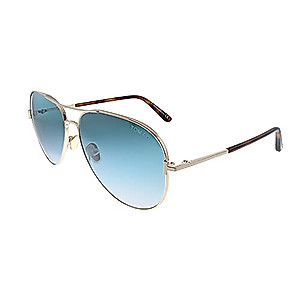 Tom Ford Clark TF 823 28P Rose Gold Metal Aviator Sunglasses Blue Gradient Lens