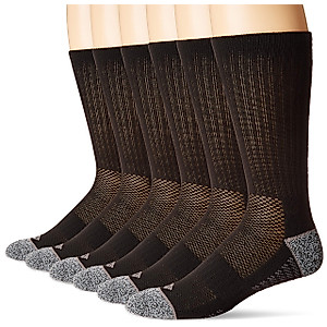 Columbia Men's 6 Pack Athletic Crew Socks, Black, Shoe Size 6-12