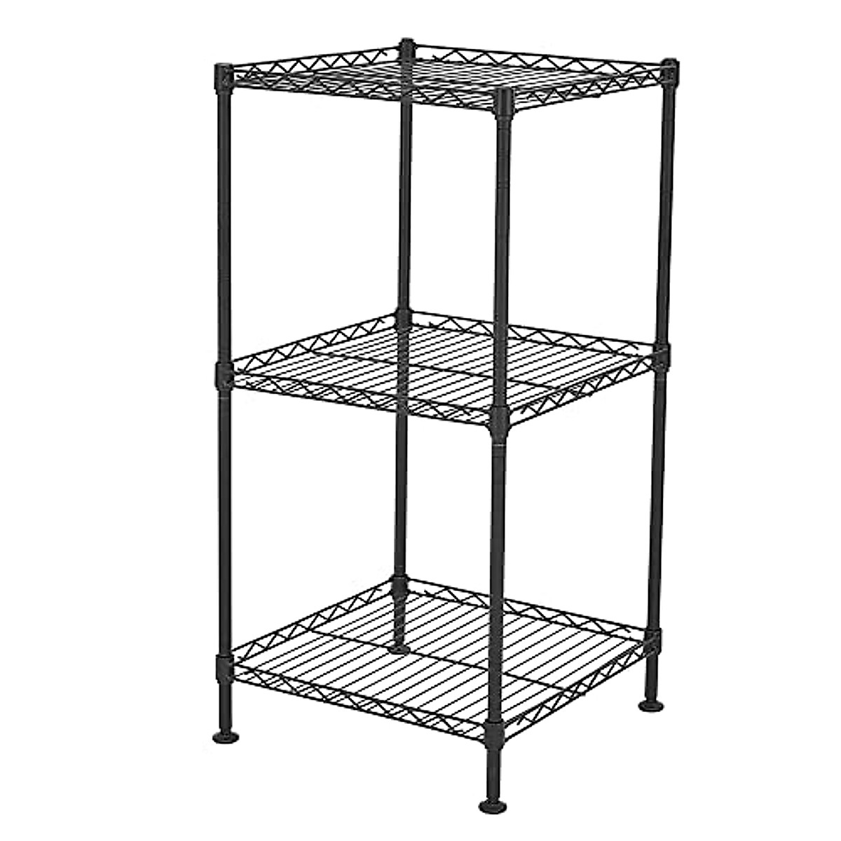 Storage Rack 3 Tier Black Wire Shelving Tower Tool Adjustable Utility Shelves Heavy Duty Standing Shelf Units for Laundry Bathroom Kitchen Pantry Closet