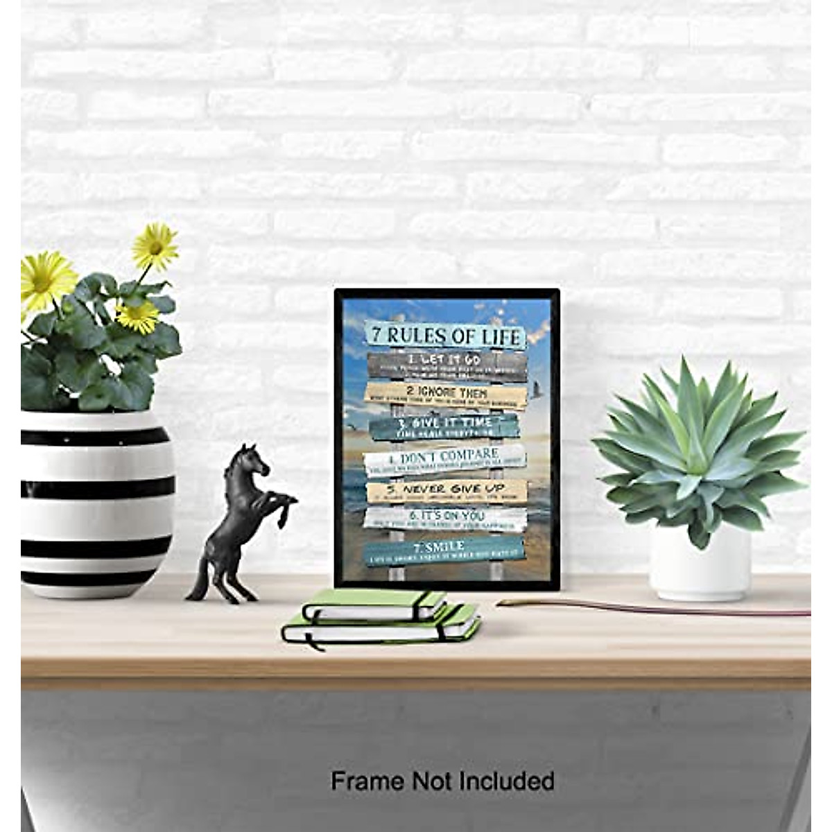 Inspiration Motivation Wall Art & Decor - 7 Rules Of Life Motivational poster 8x10 - Inspirational Gift for Woman Men - Positive Quotes Saying - Home Office Bedroom Living Room Beach House Wall Art