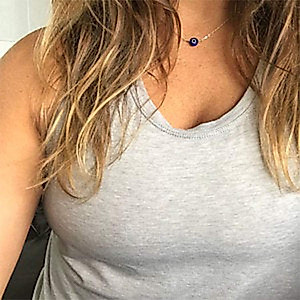 GENBREE Boho Choker Necklace Evil Eye Necklaces Chain Short Jewelry for Women (Blue)