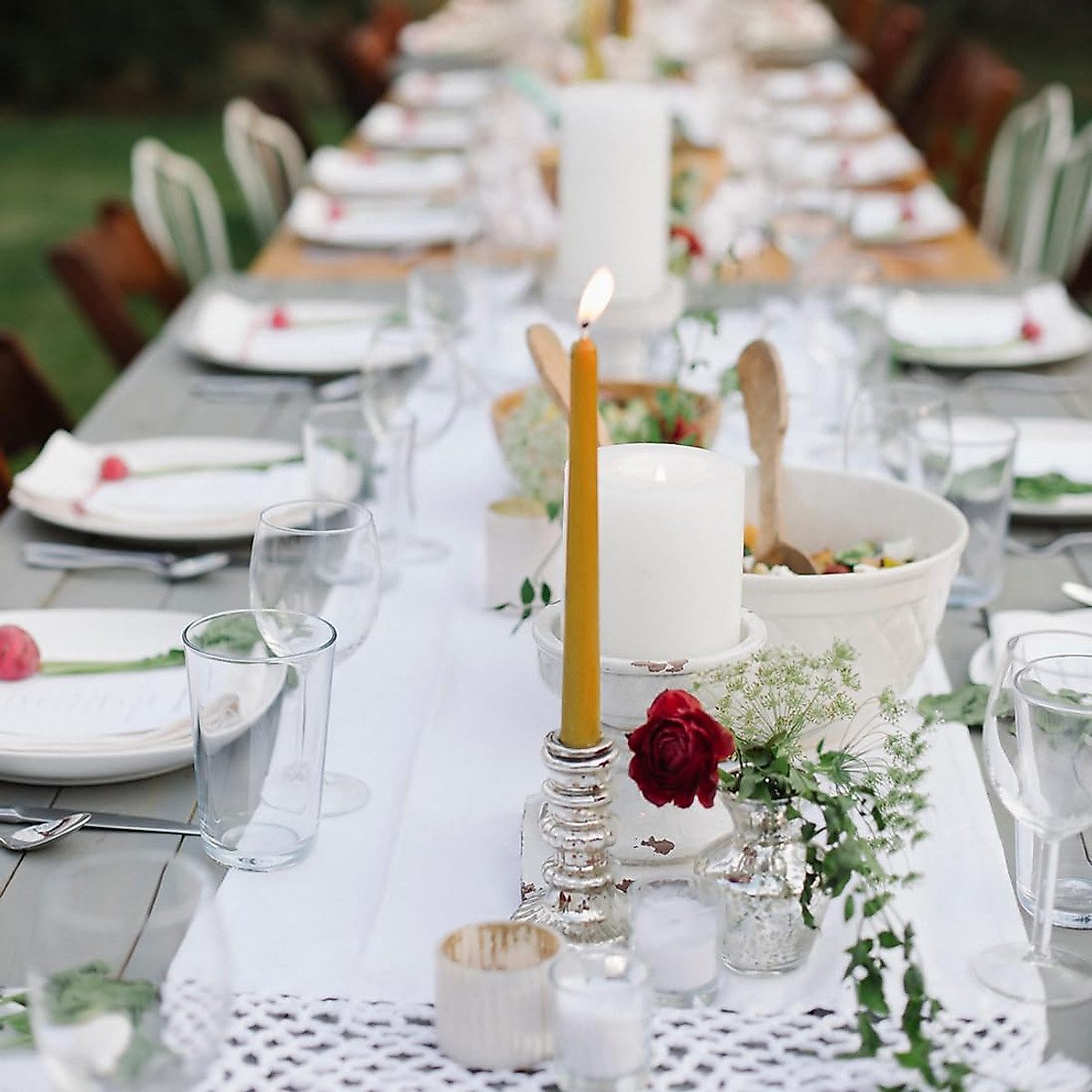 Aglary 16PCS Beeswax Taper Candles, 9" Handmade Natural Candles, Dripless and Smokeless，9 Hour Burn Time