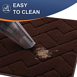 OLANLY Indoor Door Mat, 30x20, Dirt Resistant and Absorbent, Sturdy Non-Slip Rubber Backing, Easy to Clean, Washable Entry Mat, Ideal Low-Profile Mat for Front Back Door and Entryway, Dark Brown