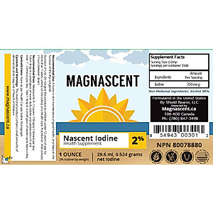 Magnascent Nascent Iodine Organic Daily Health Supplement High Potency 2% Concentrated Liquid Iodine Drops Supports Energy & Metabolism (1oz/30ml)