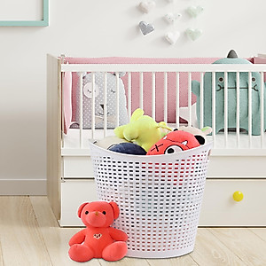 Sadstory 40 L Plastic Laundry Hamper, Large Plastic Storage Baskets, White, 6 Packs