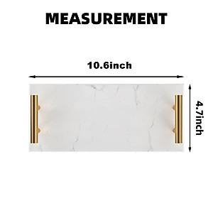 XZHXFX Guest Towel Holder Tray for Bathroom,Marble Tray with Handles -Napkin Holder for Bathroom & Kitchen - Bathroom Tray -Toilet Paper Organizer,Tray for Living Room & Cosmetic(Gold,Small)