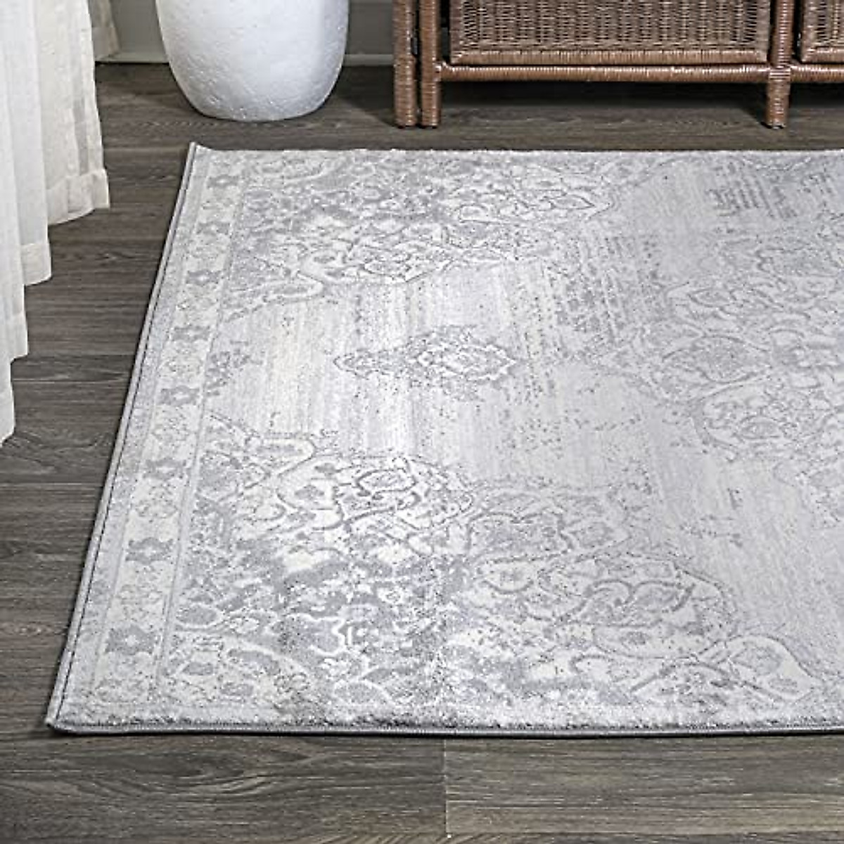 JONATHAN Y MDP103B-8 Modern Vintage Moroccan Medallion Indoor Area-Rug Country Easy-Cleaning Bedroom Kitchen Living Room Non Shedding, 8 X 10, Light Gray