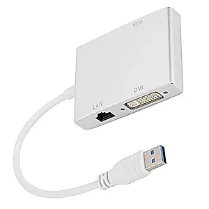 Cuifati 4 in 1 USB 3.0 Hub, FullHD 1080P USB 3.0 Adapter Hub,4 in 1 USB3.0 Adapter to VGA DVI HDMI LAN RJ45,Ultra Slim Portable USB Splitter Notebook PC, Laptop, USB Flash Drives
