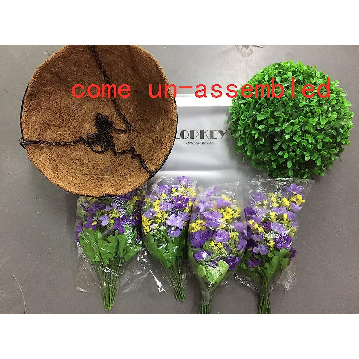 Lopkey Artificial Daisy Flowers Outdoor Indoor Patio Lawn Garden Hanging Basket with Chain Flowerpot,10 inch Dark Purple