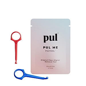 PUL Clear Aligner Removal Tool for Invisalign & Removable Braces | Hygienic, Durable, and Compact | Compatible with Removable Braces, Aligners, Retainers, & Dentures | by The Pultool (Pink + Blue)